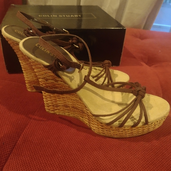 Colin Stuart | Shoes | Colin Stuart Brown Wedge Sandals | Poshmark